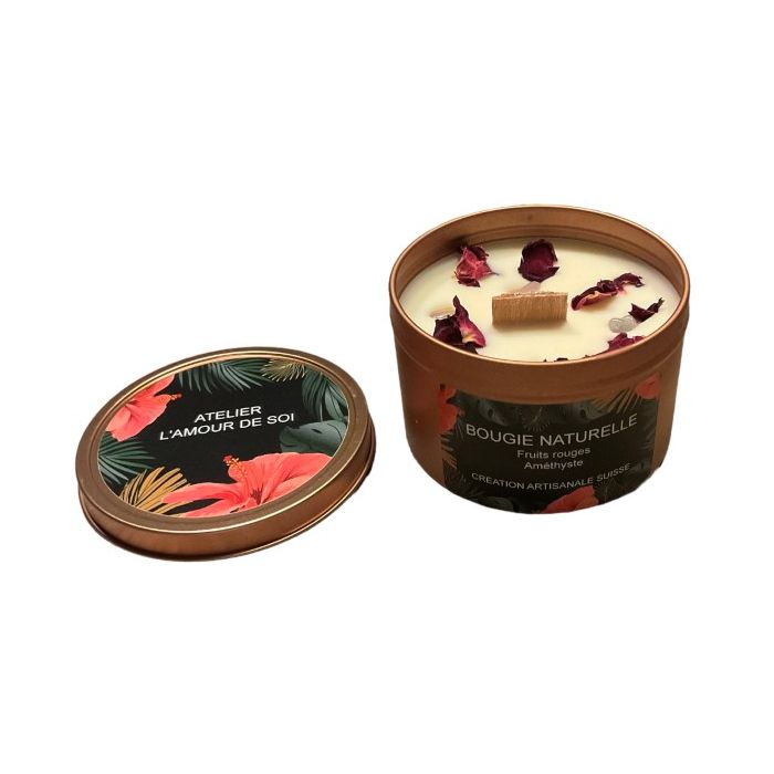 Bougie lithothérapie Fruits Rouges Améthyste • Nature & Découvertes Suisse