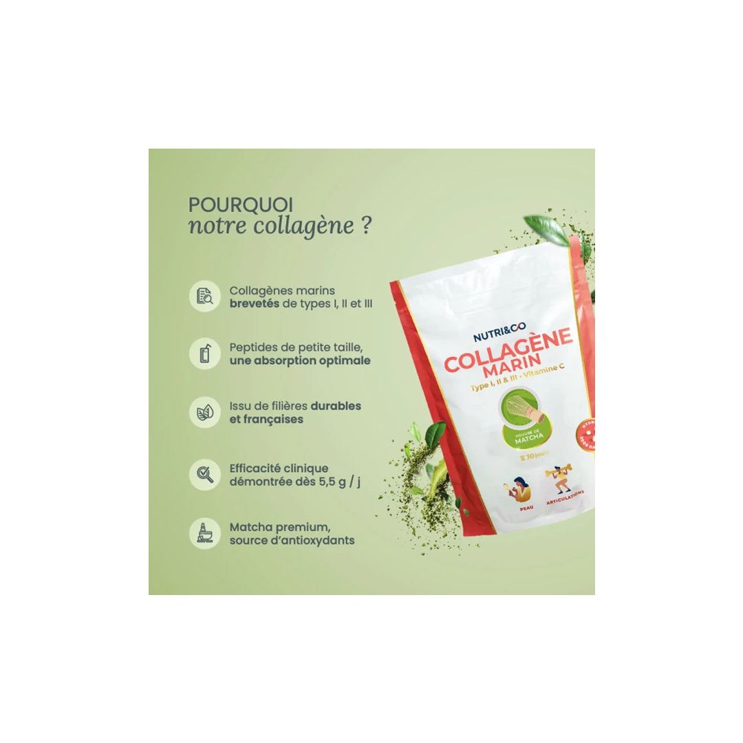 Collagène marin matcha et vitamine C beauté articulation anti-âge Nutri ...