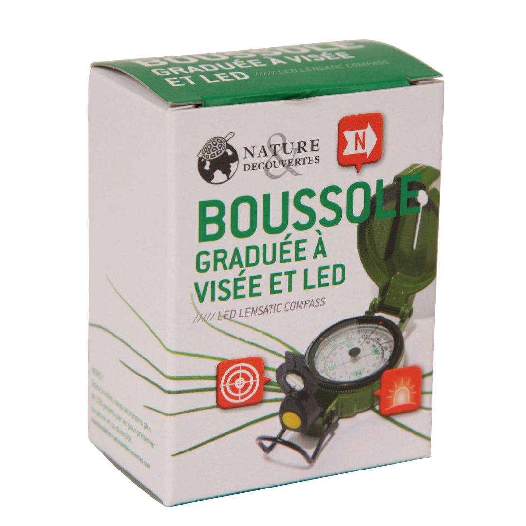 Boussole graduée à visée et LED • Nature & Découvertes Suisse