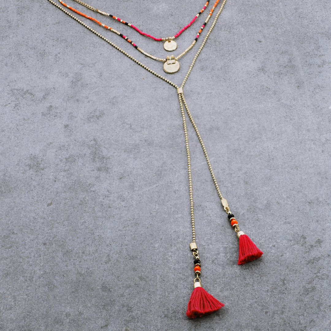 Collier 3 rangs rose • Nature & Découvertes Suisse